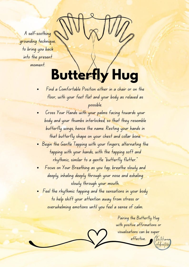 Butterfly Hug Grounding Technique Anxiety Stress Relief Classroom ...