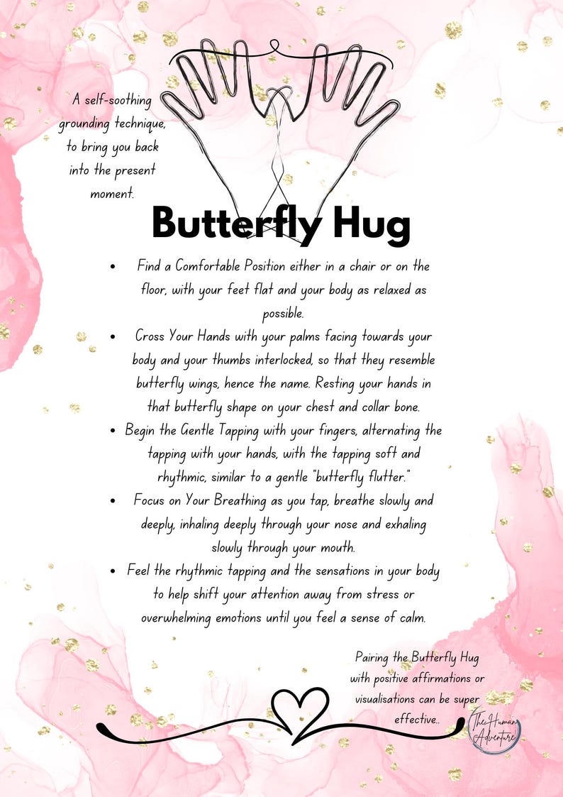 Butterfly Hug Grounding Technique Anxiety Stress Relief Classroom ...