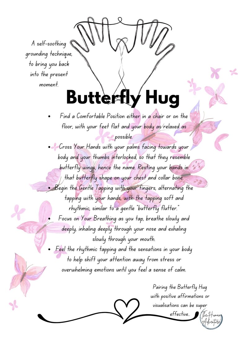 Butterfly Hug Grounding Technique Anxiety Stress Relief Classroom ...