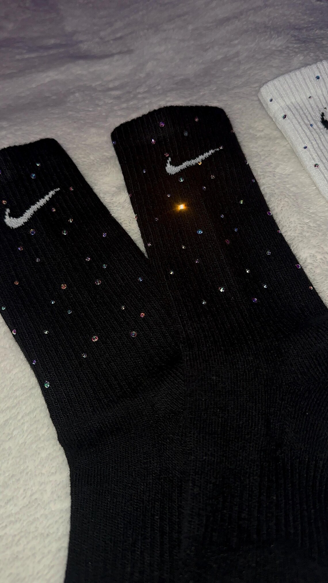 Rhinestoned NIKE Crew Socks | Custom Bling Sparkle Socks | Cheerleading ...