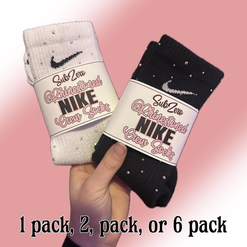 Rhinestoned NIKE Crew Socks | Custom Bling Sparkle Socks | Cheerleading ...