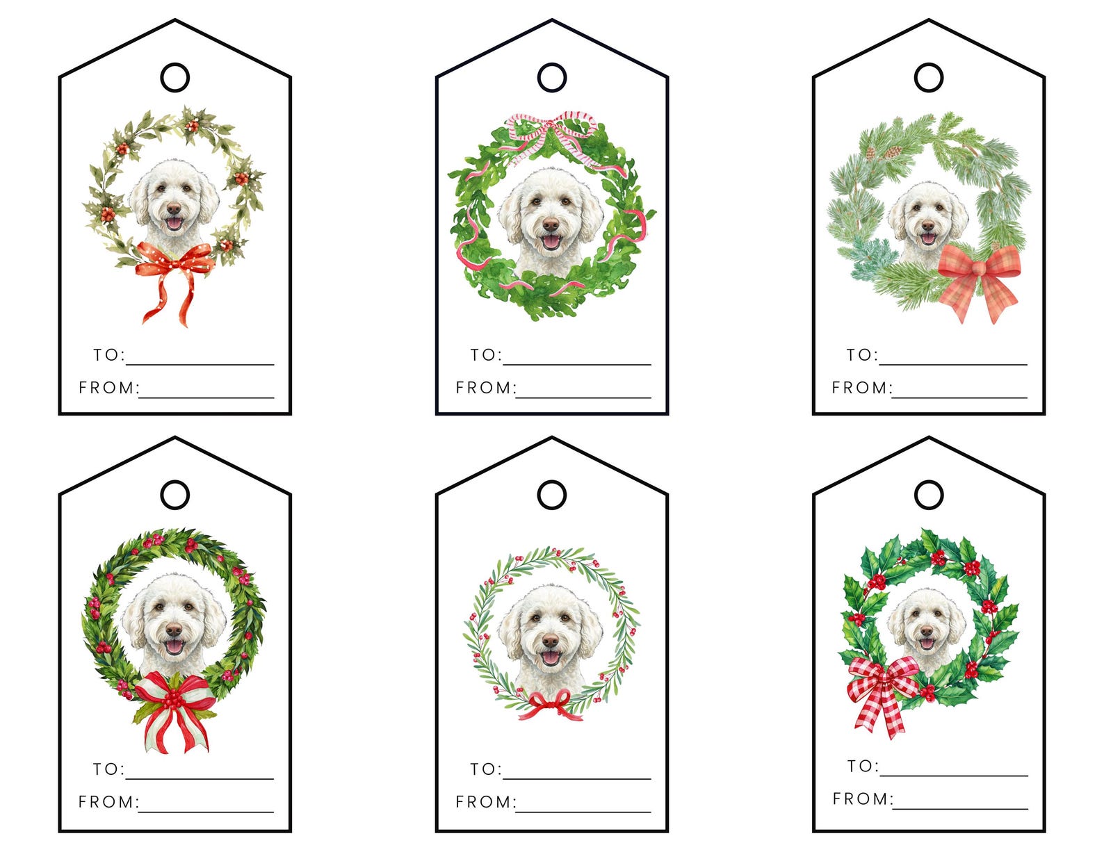 Printable Christmas Gift Tags – White Goldendoodle Design - Etsy