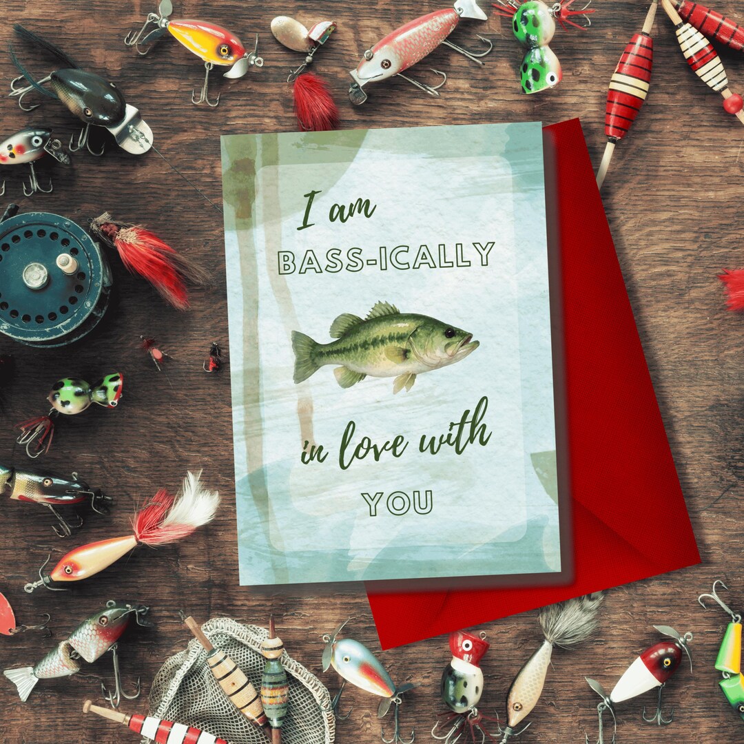 Valentines Day Card, Bass Fishing Romantic Love Funny Gift, Digital ...