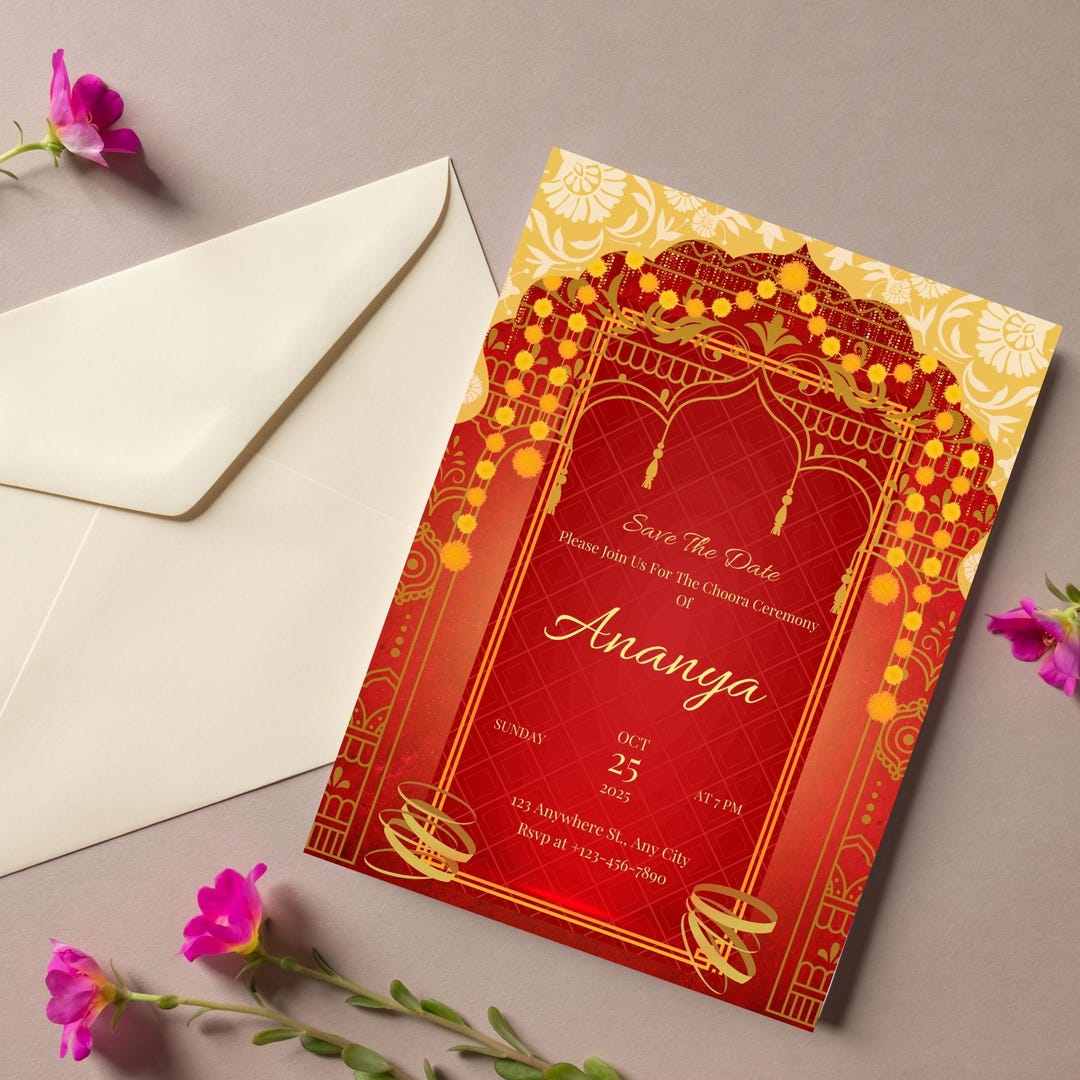 Bangle Ceremony Choora Indian Wedding Invitation Card - Etsy