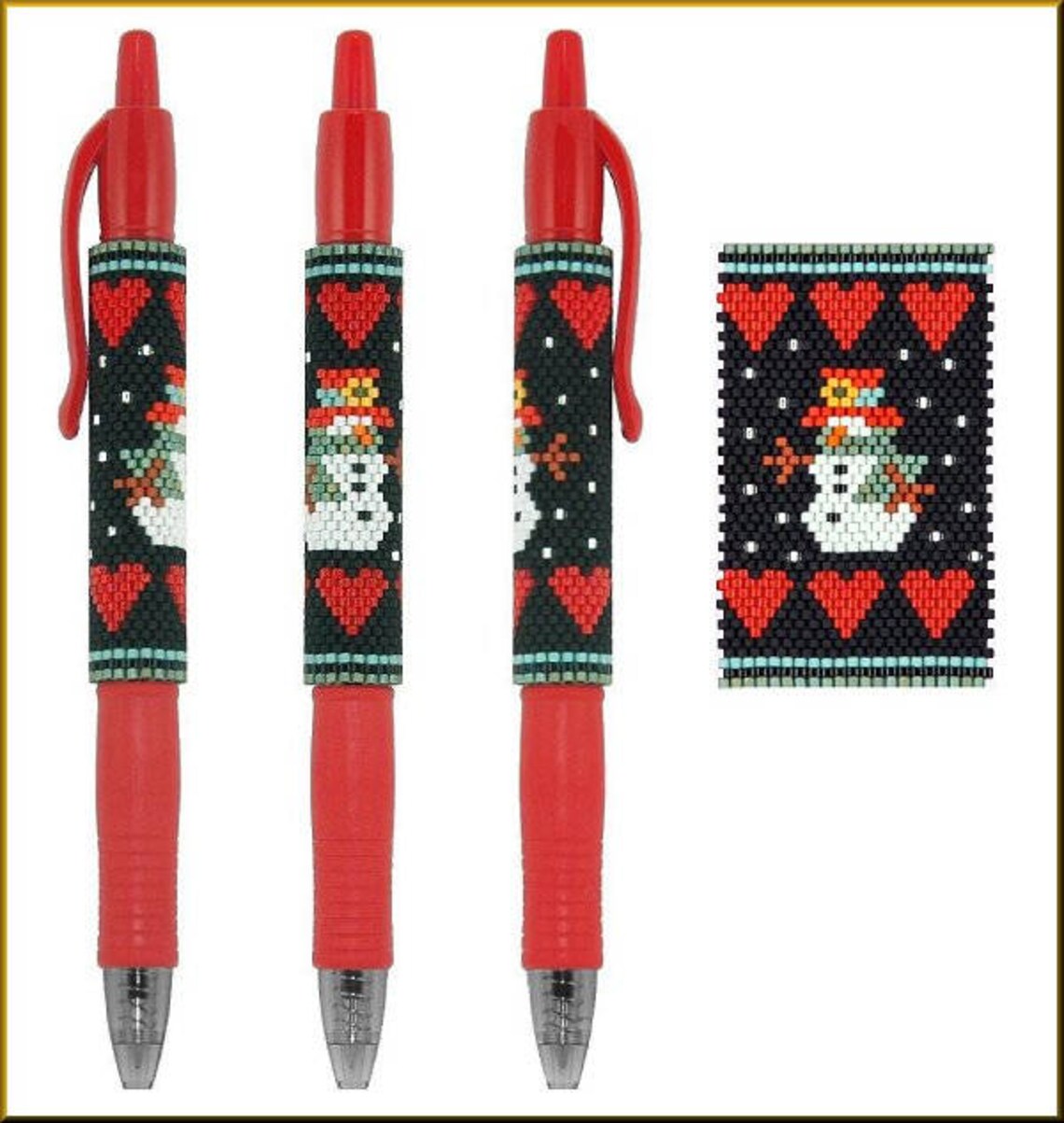 Snowman Love Pilot G-2 Pen Cover Peyote Pattern by Kristy Zgoda - Etsy