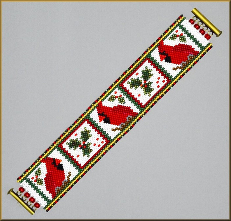 Cardinal Greetings Peyote Bracelet Pattern by Kristy Zgoda - Etsy