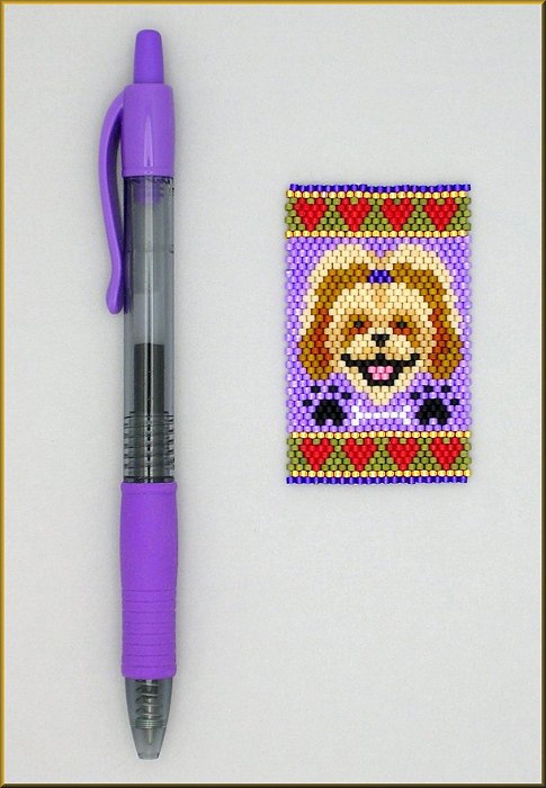 Smiling Shih Tzu Pilot G2 Peyote Pen Cover Pattern by Kristy Zgoda - Etsy