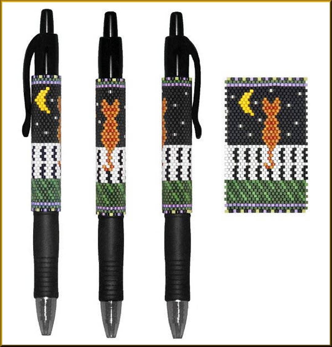 Midnight Kitty Pilot G2 Peyote Pen Cover Pattern by Kristy Zgoda - Etsy
