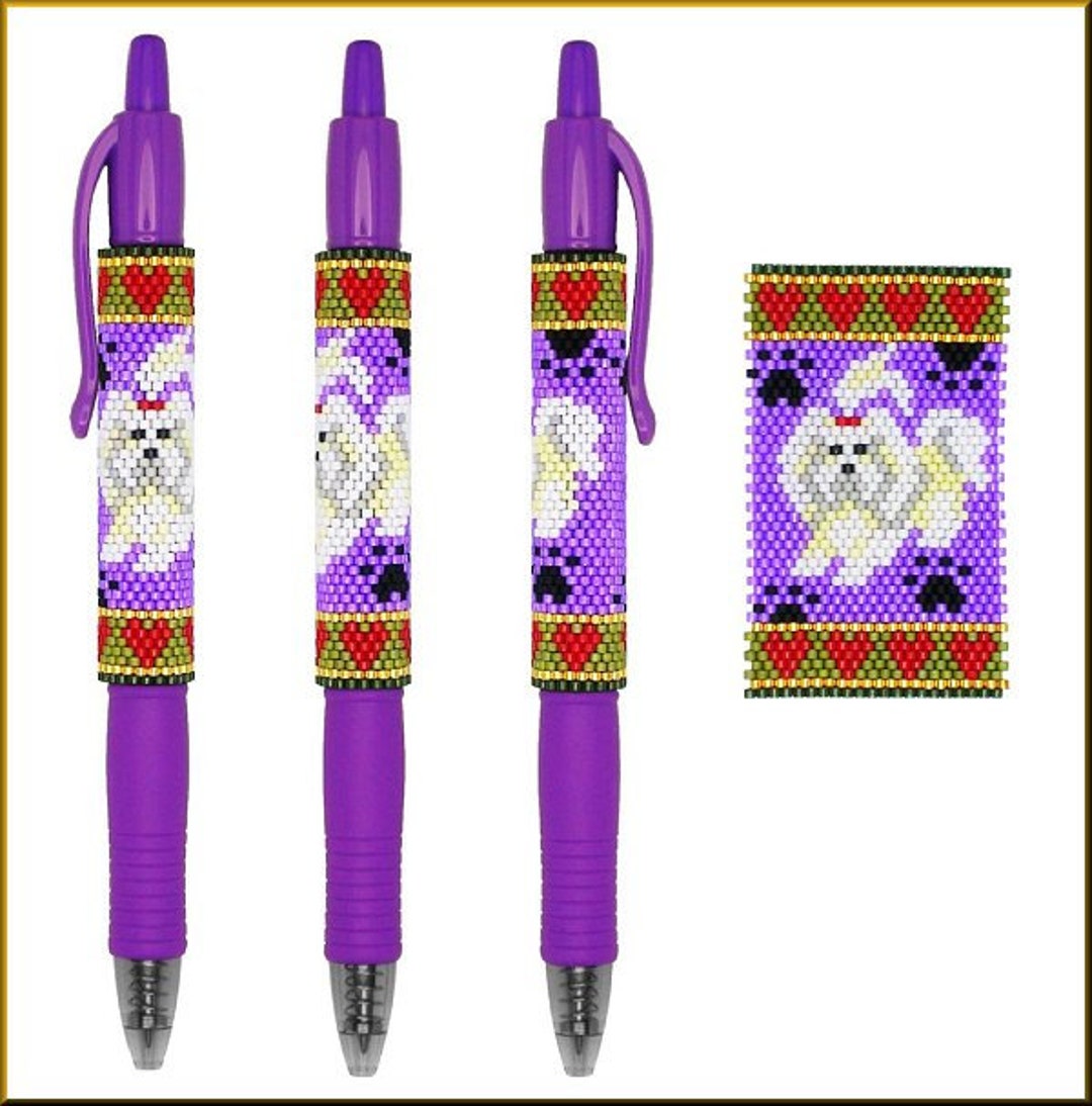 Maltese Play Pilot G2 Pen Cover Peyote Pattern by Kristy Zgoda - Etsy