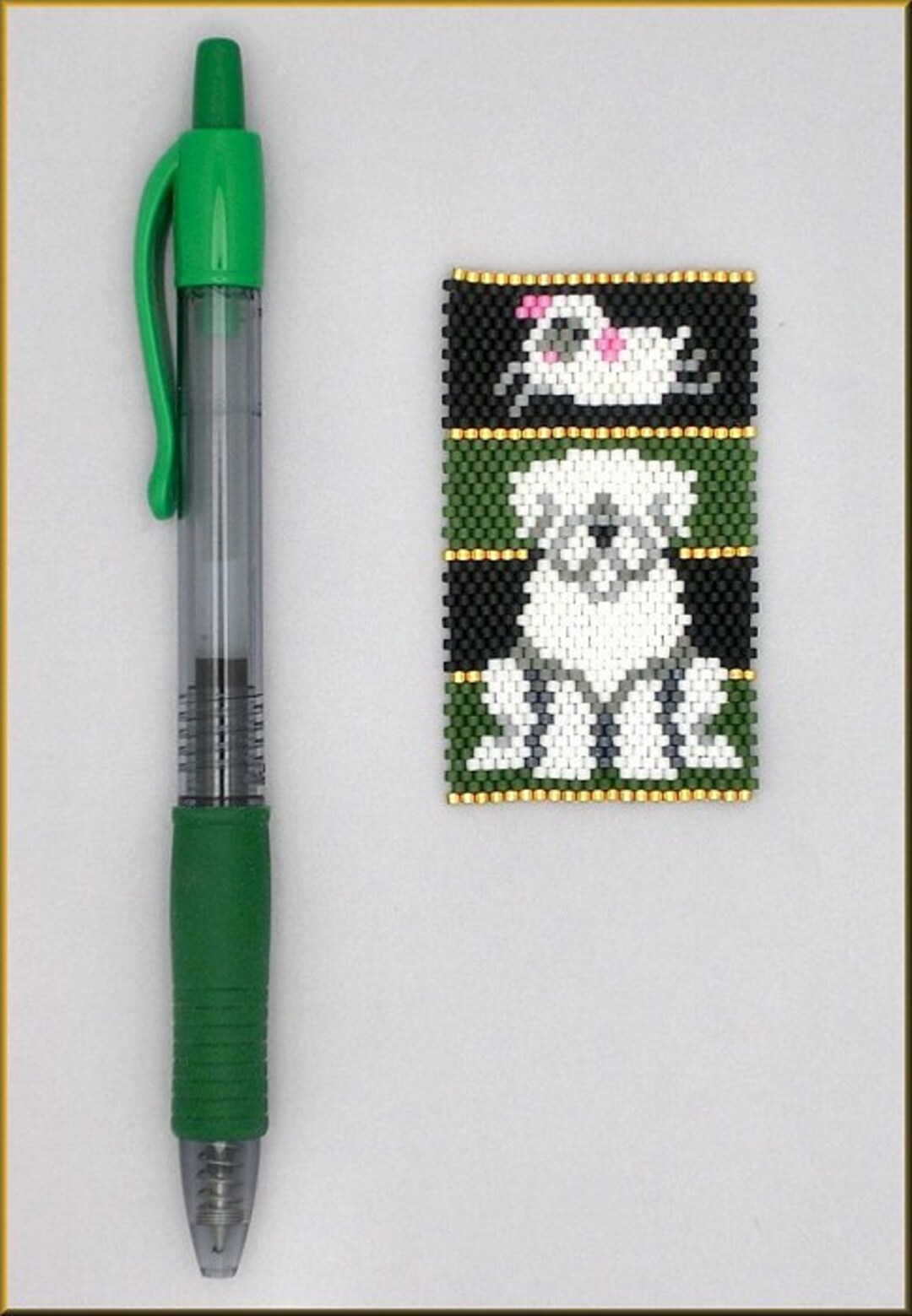 Old English Sheepdog Pilot Pen Cover Peyote Pattern by Kristy Zgoda - Etsy