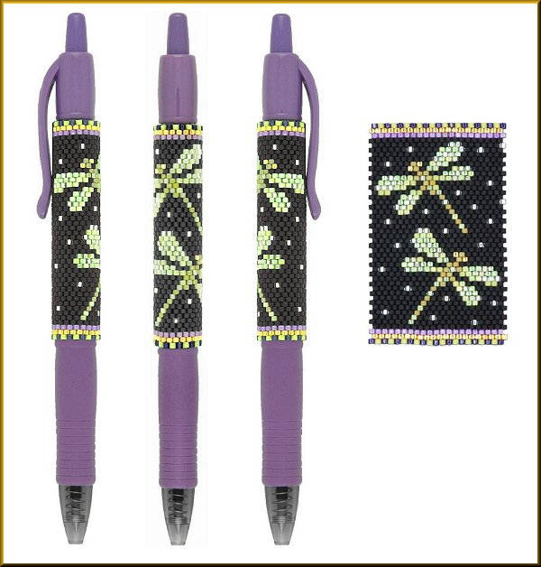 Dragonfly Sparkle Pilot G-2 Pen Cover Peyote Pattern by Kristy Zgoda - Etsy