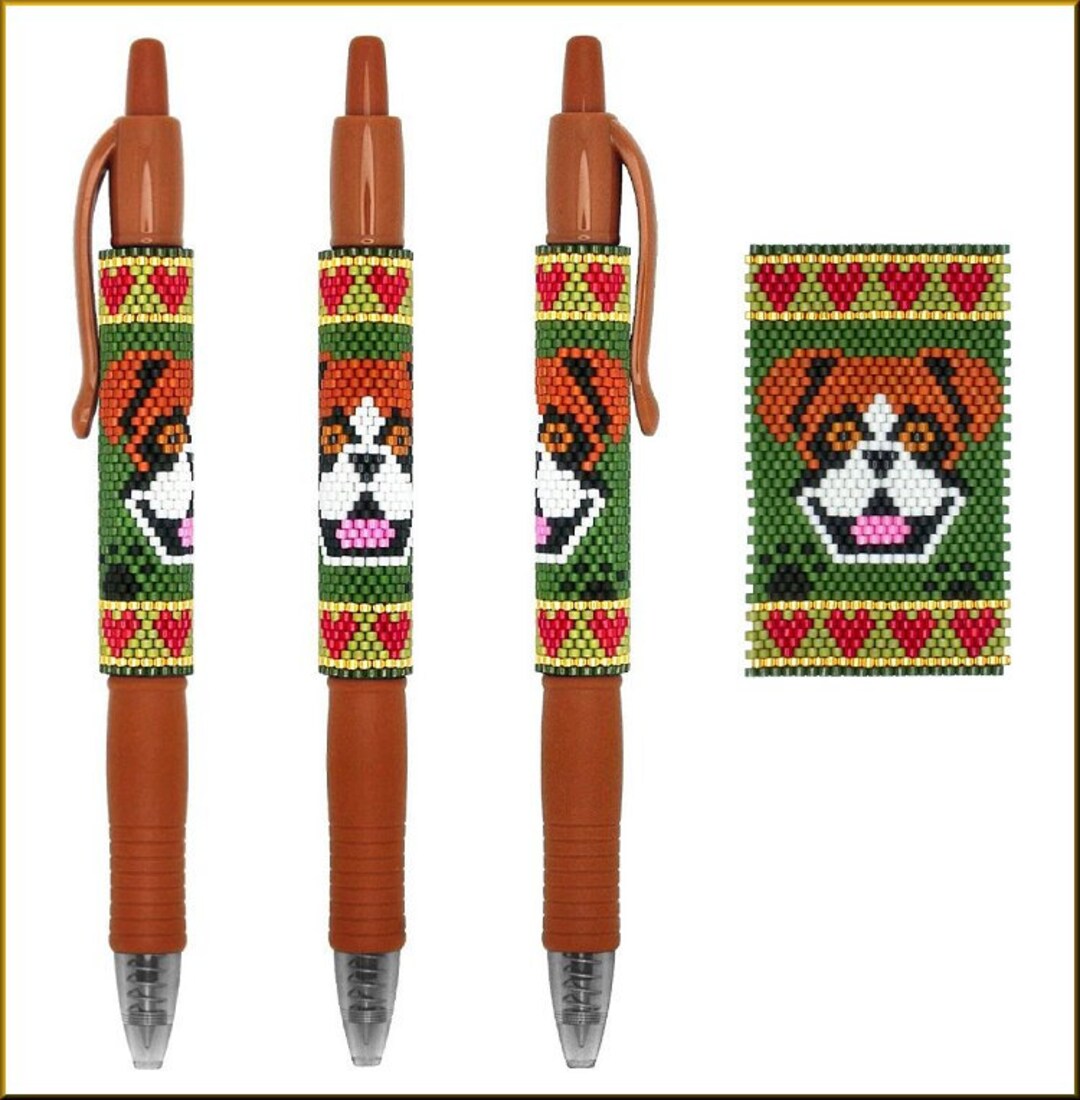 Boxer Grin Pilot G2 Peyote Pen Cover Pattern by Kristy Zgoda - Etsy