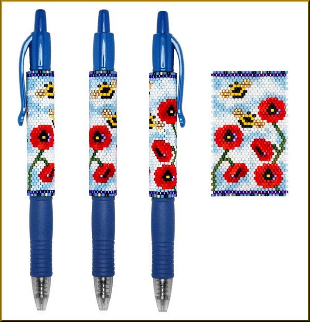 Poppy Field of Bees Pilot G2 Pen Cover Pattern by Kristy Zgoda - Etsy