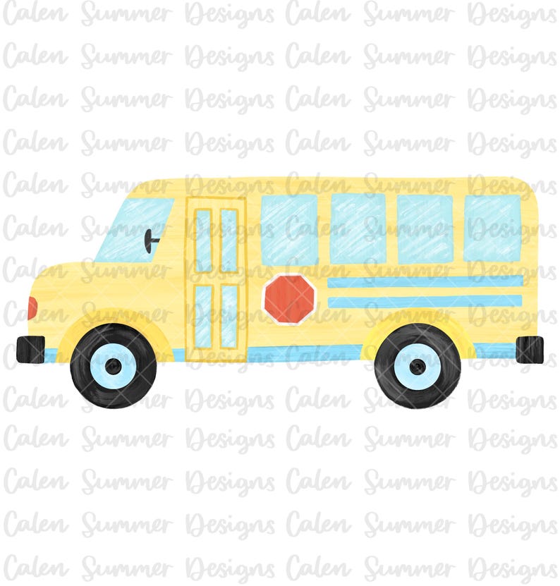 Watercolor School Bus Clipart Set, School Bus Png, Back to School ...