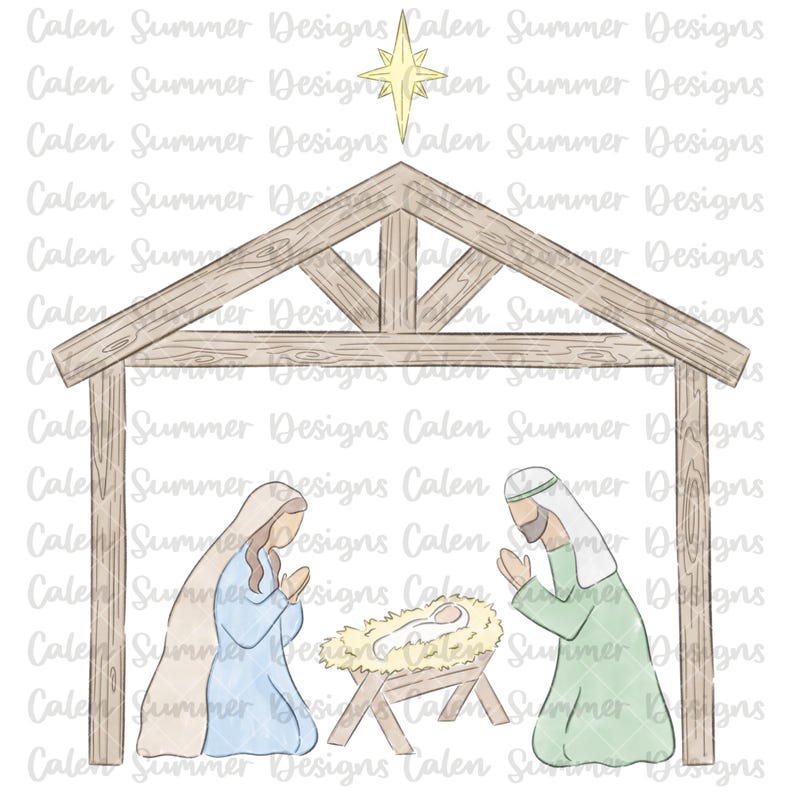 Watercolor Nativity Scene Clipart Set, Christian Christmas Clipart ...