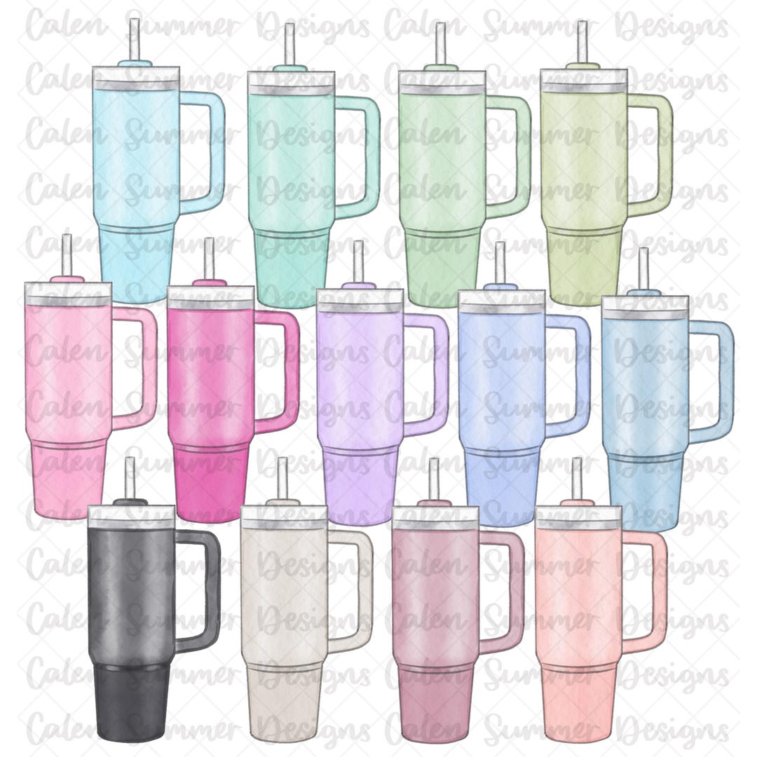 Watercolor Tumblers Clipart Set, Quencher Cup Png, Thermal Cup Clipart ...