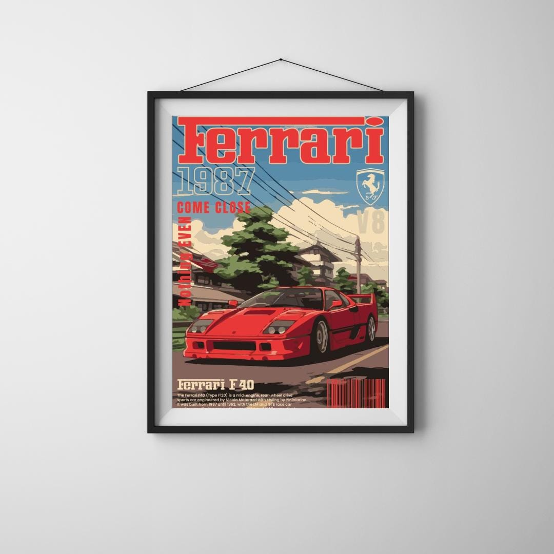 Ferrari F40 Retro Vintage Poster - Etsy
