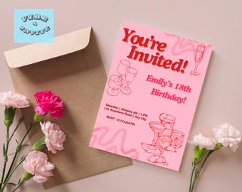 Preppy, Girly Birthday Party Invitation - Etsy