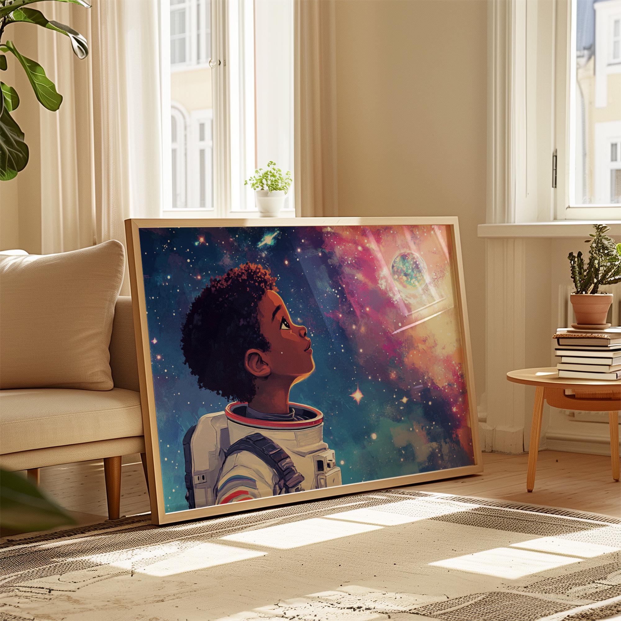 Black Boy Printable Wall Art, African American Astronaut Print Decor ...
