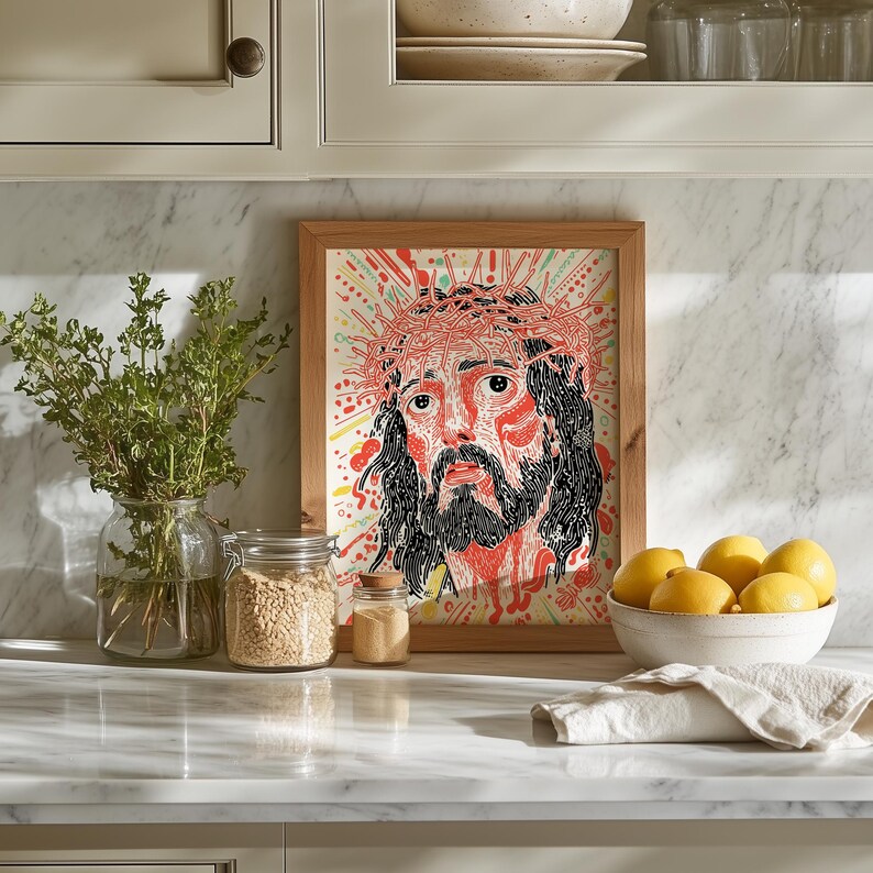 Contemporary Jesus Christ Portrait Printable - Spiritual Bold Wall Art ...