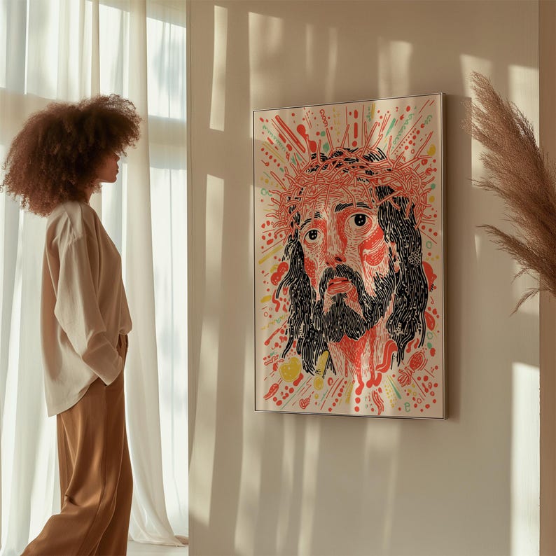 Contemporary Jesus Christ Portrait Printable - Spiritual Bold Wall Art ...
