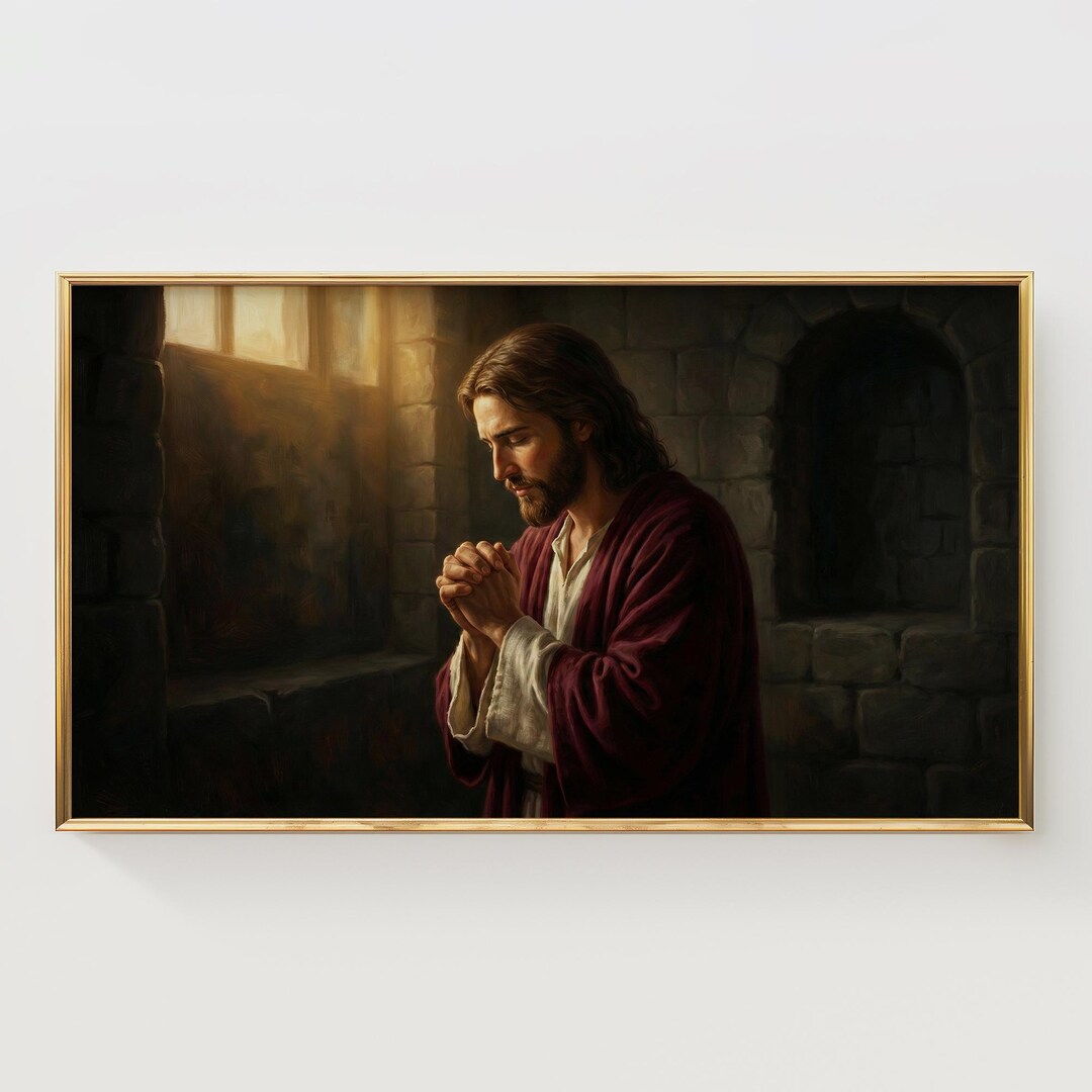 Jesus Christ Frame TV Art, Inspirational Religious Wall Art, Moody ...