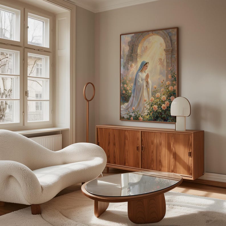 Printable Virgin Mary Kneeling in Prayer - Inspirational Christian Art ...