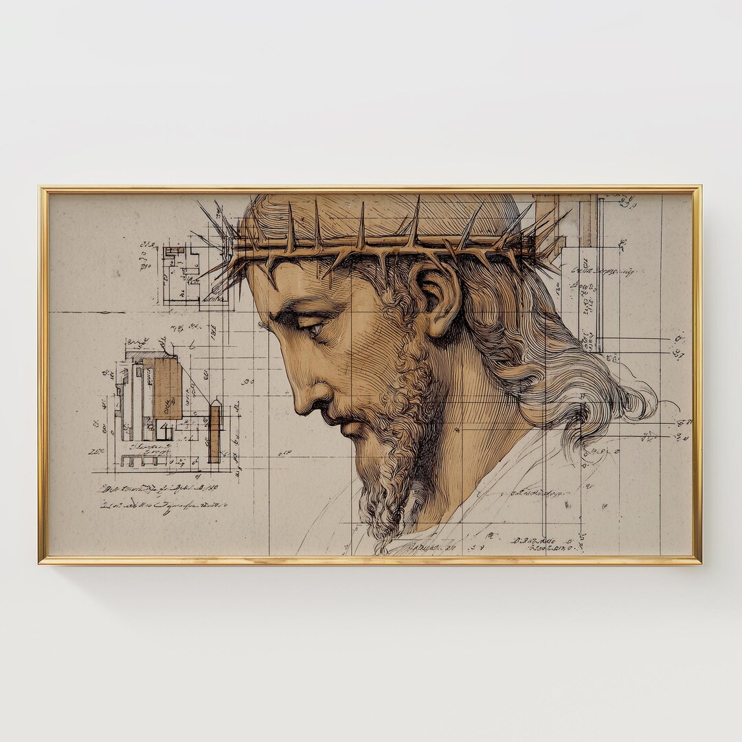 Jesus Christ Frame TV Art, Vintage Religious Portrait, Jesus Print ...