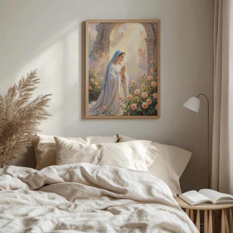 Printable Virgin Mary Kneeling in Prayer - Inspirational Christian Art ...