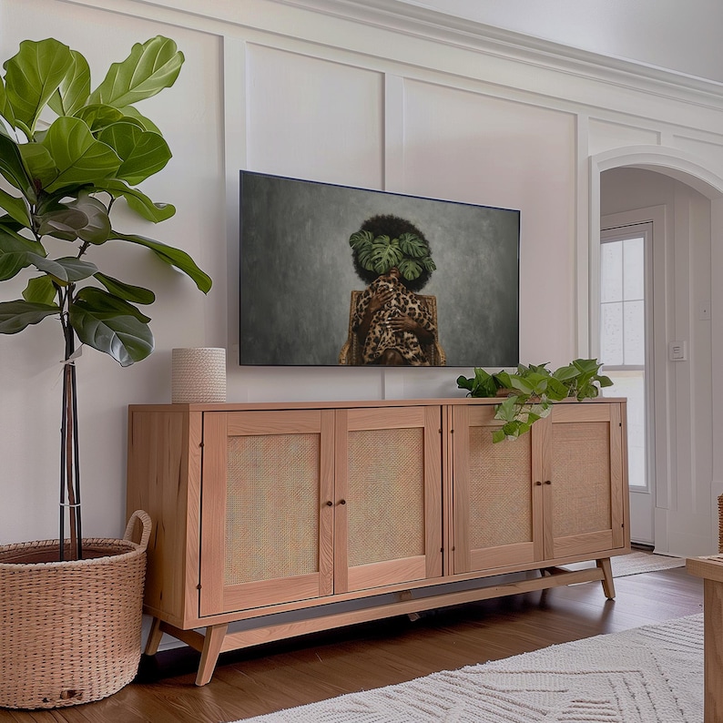 Moody African American Portrait Frame TV Art, Neutral Black Decor ...