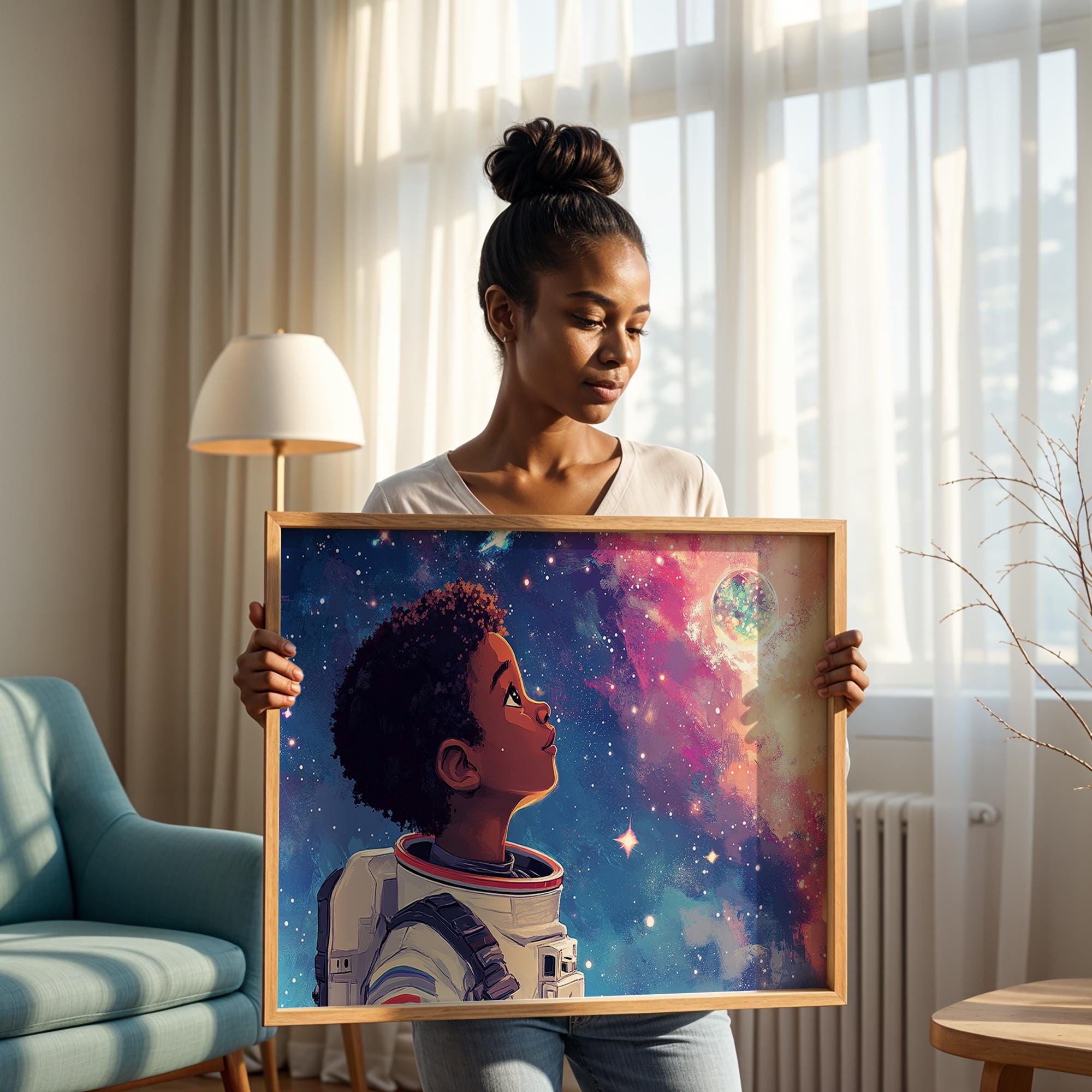 Black Boy Printable Wall Art, African American Astronaut Print Decor ...