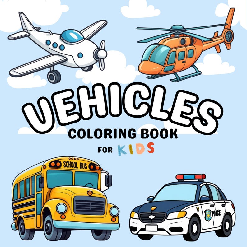 My First Transportation Coloring Book: Fun and Easy Vehicles With Bold ...