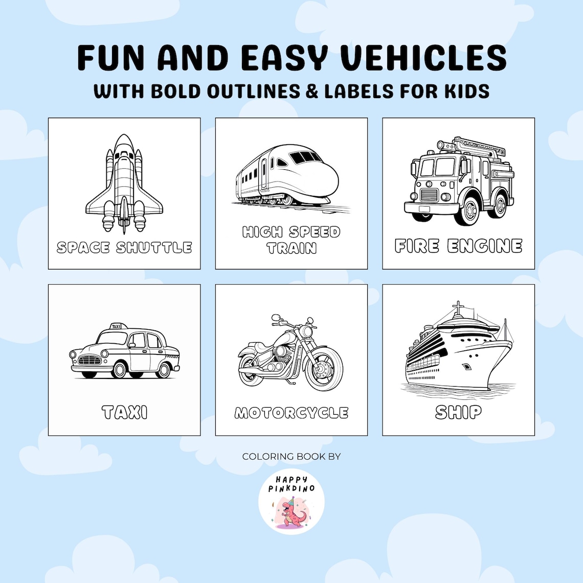 My First Transportation Coloring Book: Fun and Easy Vehicles With Bold ...