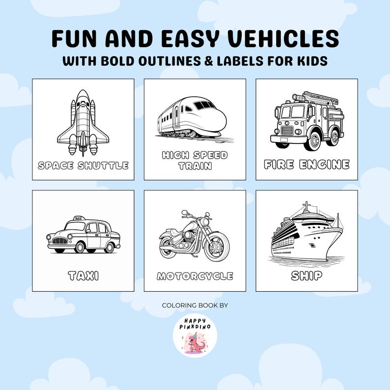 My First Transportation Coloring Book: Fun and Easy Vehicles With Bold ...