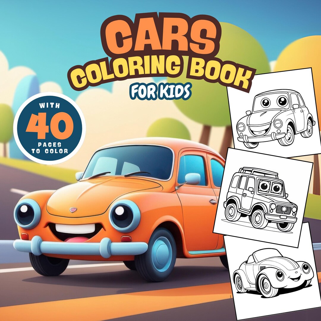 Cars Coloring Pages for Kids, Printable PDF, Digital Download - Etsy