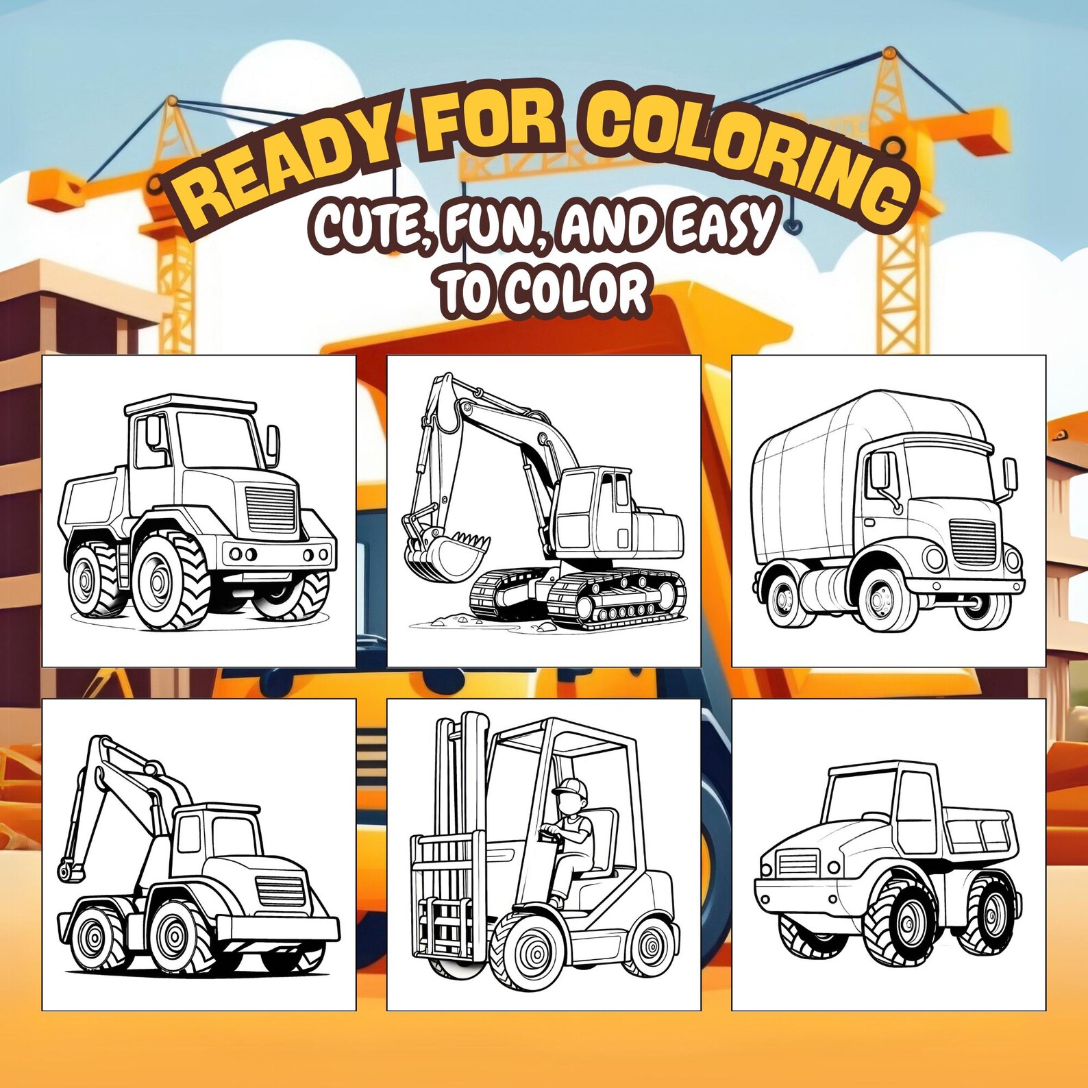 Truck Coloring Pages: Bulldozers, Dump Trucks, Cranes, Excavators ...