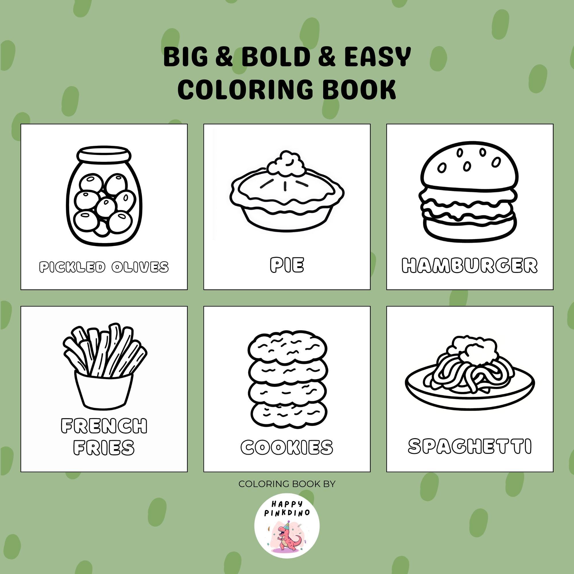 Cute Food Coloring Book: Adorable & Fun Kawaii Food Designs With Bold ...