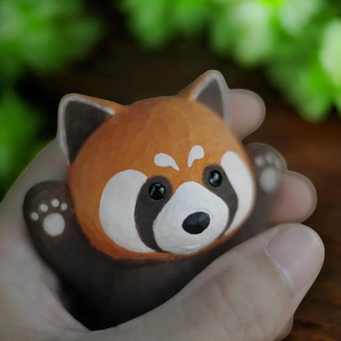 Playful Wooden Red Panda | Hand-carved Wooden Red Panda | Adorable Red ...