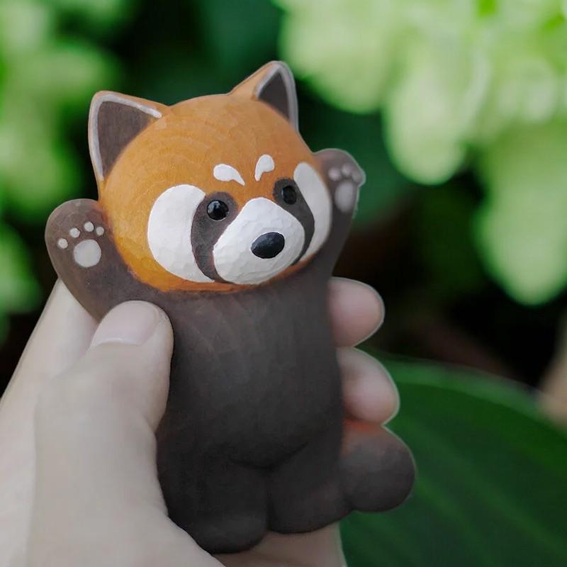Playful Wooden Red Panda | Hand-carved Wooden Red Panda | Adorable Red ...