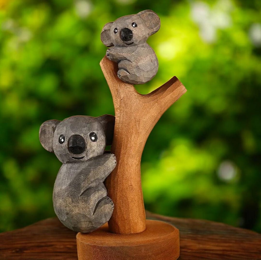 Branching Out Adorable Koala Wooden Sculpture | Koalified Charm Hand ...