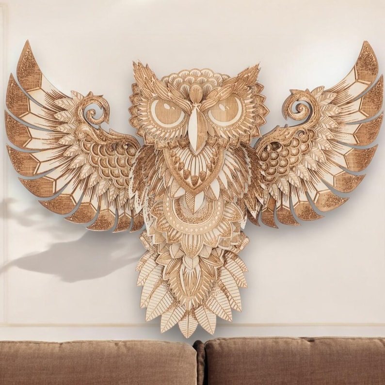 Wings of Wisdom: Wooden Owl Wall Art | Hoo's Watching? Wooden Owl Decor ...