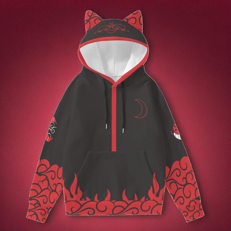Macaque Red Hoodie: Splatter Print Anime Sweatshirt, Monkie Kid Cosplay ...