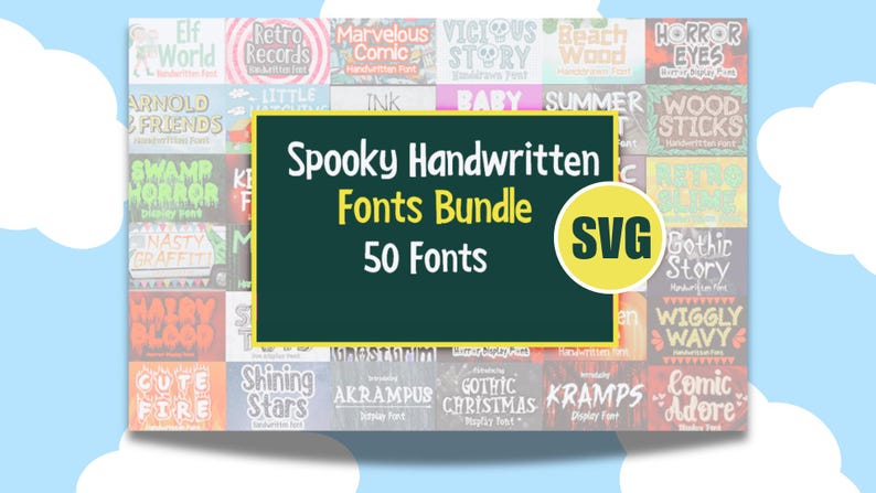 Spooky Handwritten Fonts Bundle, Cricut Font, Script Font, , Digital ...