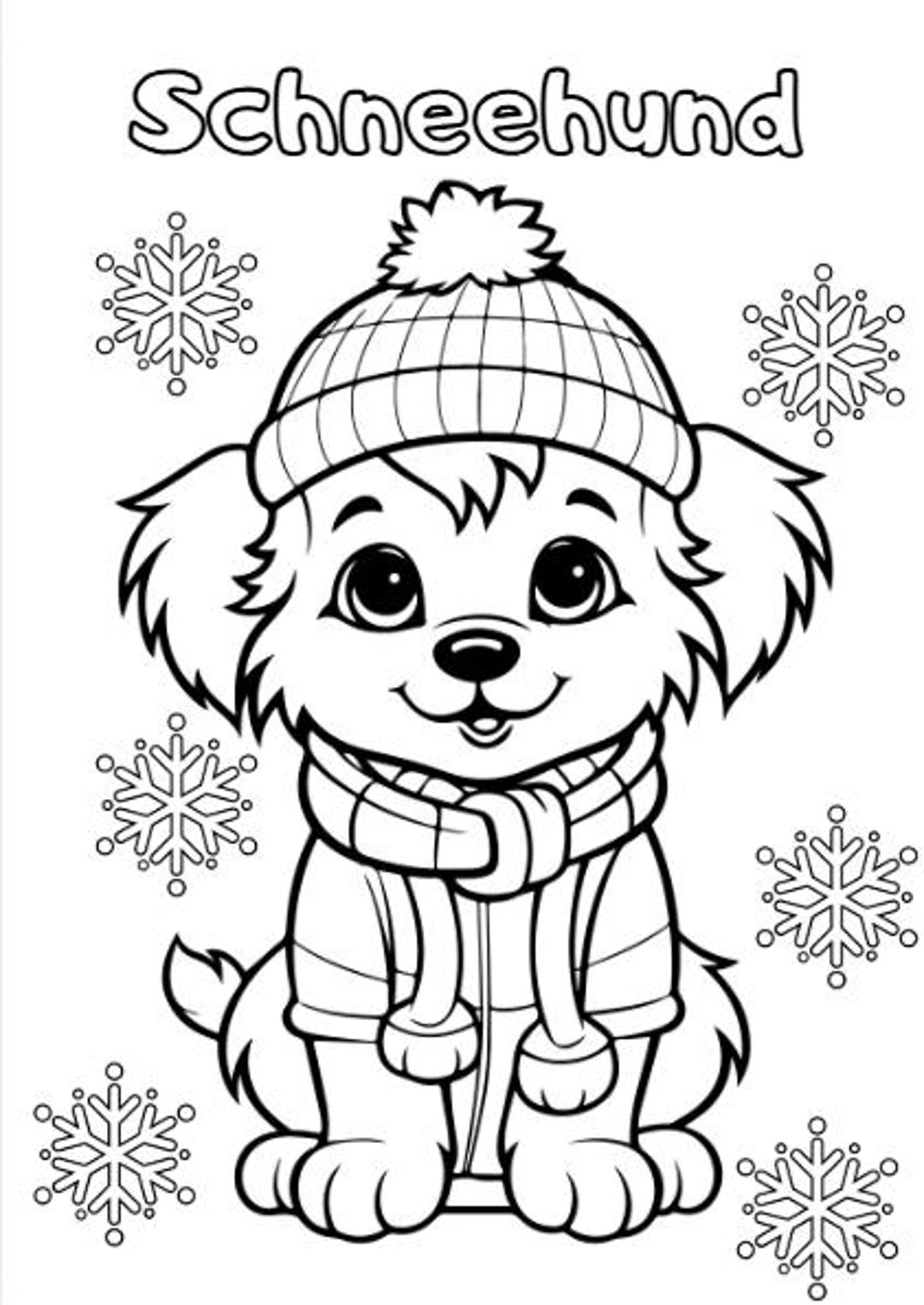 Snow Dog Coloring Page - Etsy