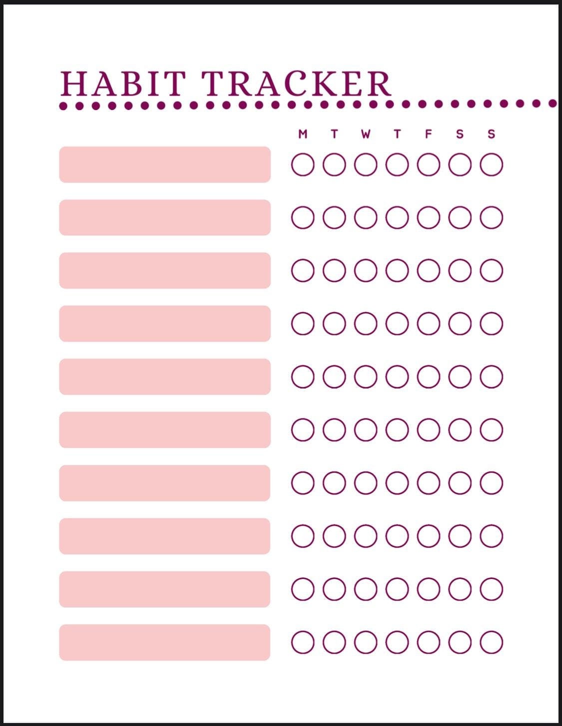 Blank Daily Habit Tracker - Etsy
