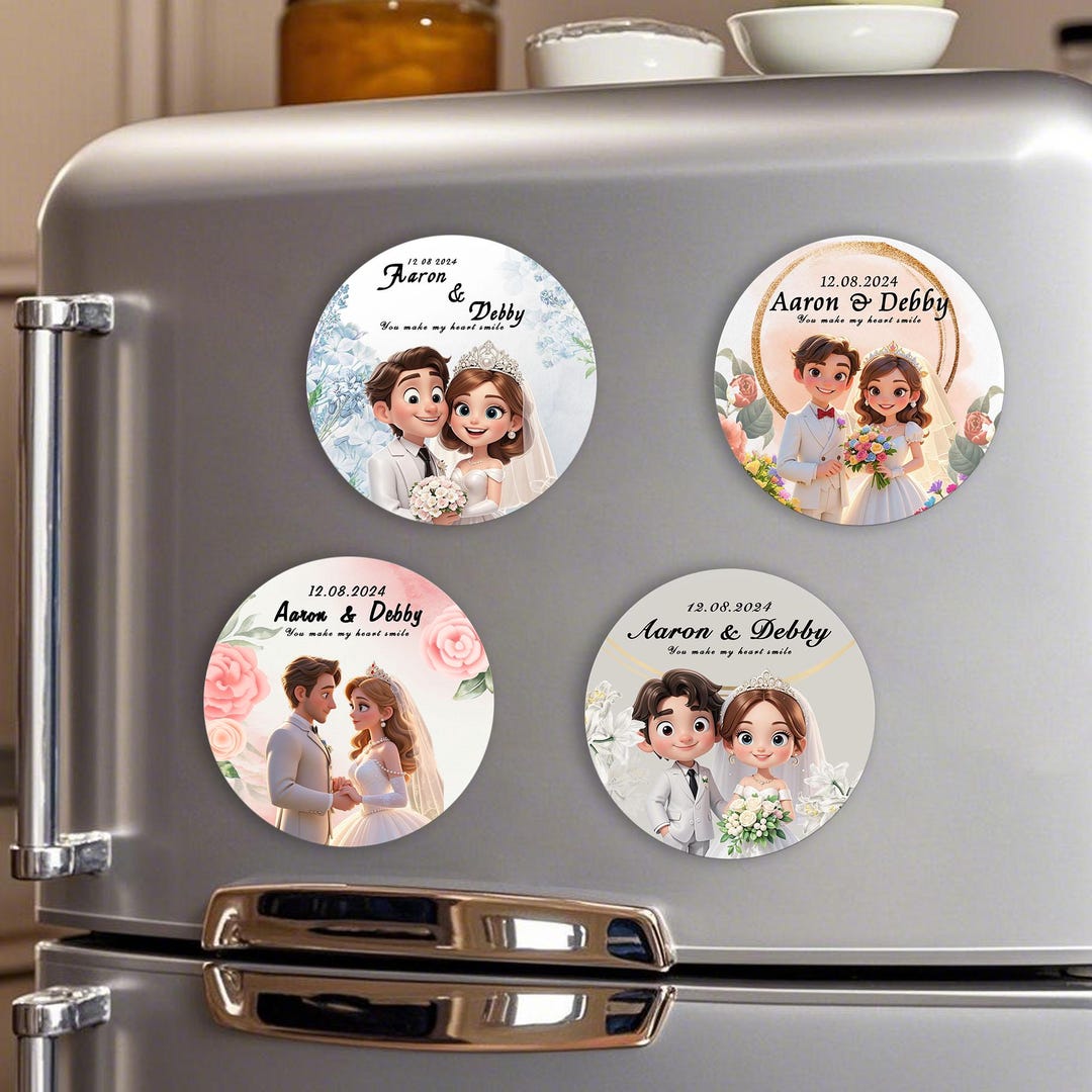Custom Cartoon Anime Magnet Fridge Magnets Round Wedding Magnets Save ...