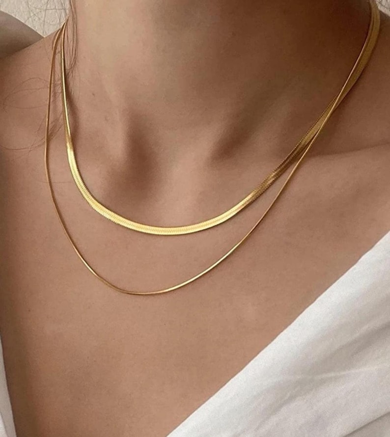Double Snake Chain Necklace - (gold Filled & Sterling Silver) - Etsy