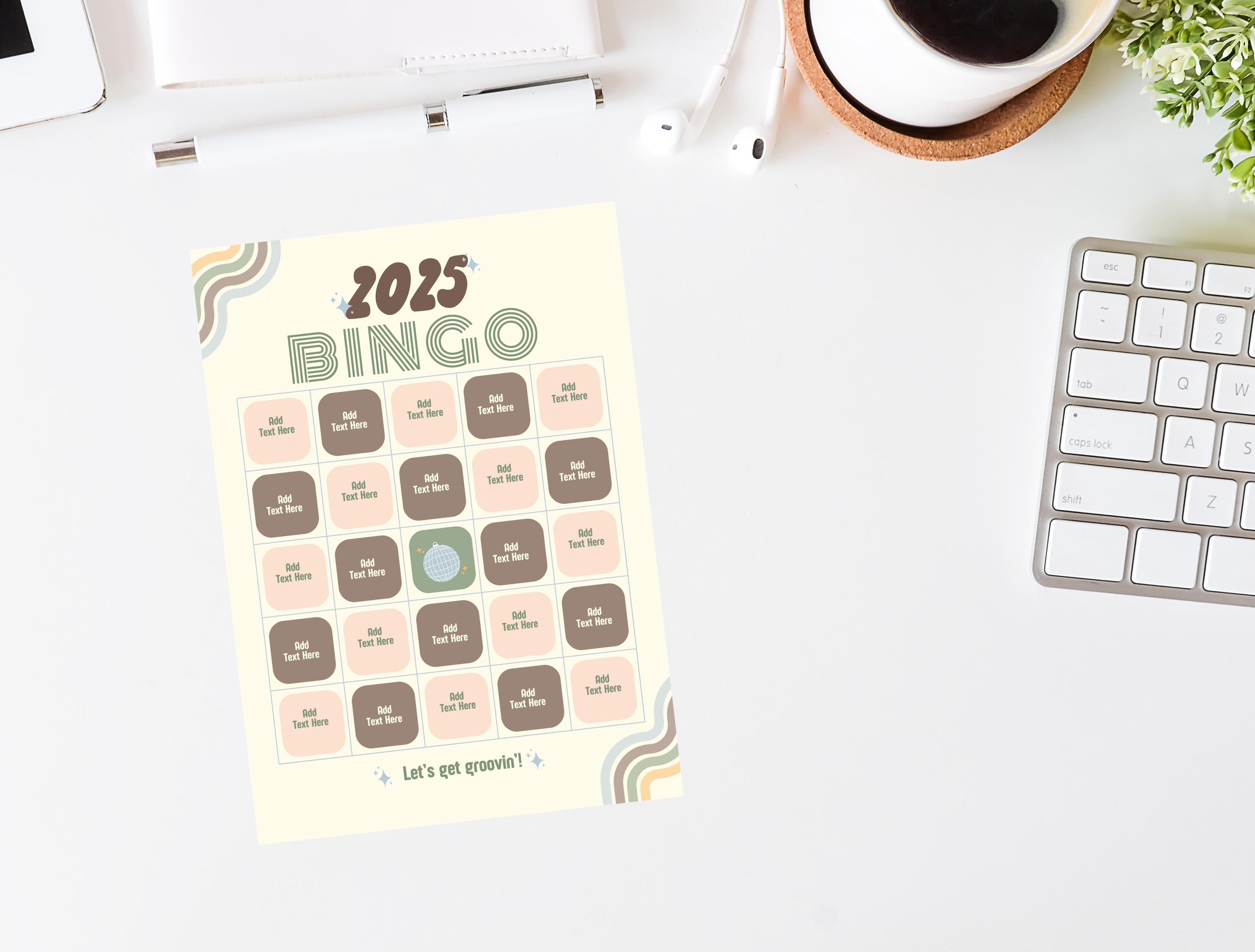 Printable 2025 Bingo Card, Date Card, 2025 Vision Board Bingo Card ...