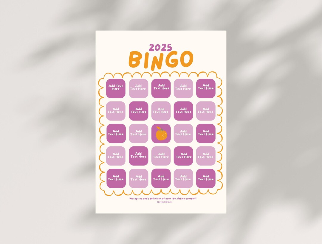 Printable 2025 Bingo Card, Date Card, 2025 Vision Board Bingo Card ...