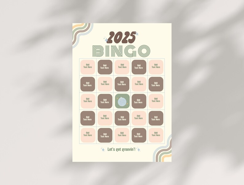 Printable 2025 Bingo Card, Date Card, 2025 Vision Board Bingo Card ...